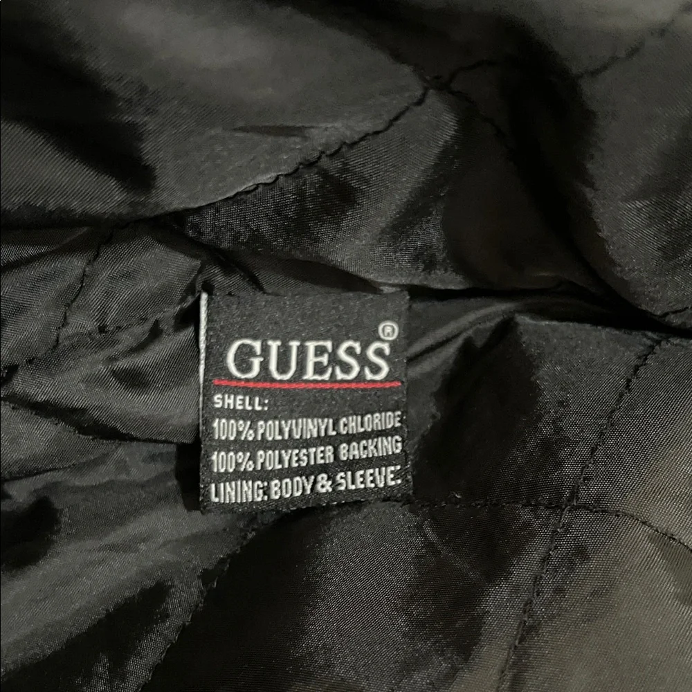 Guess | Jackets & Coats | Guess Black Leather Bomber Jacket With Chest ...